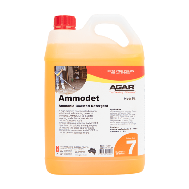 AGAR AMMODET DETERGENT 5 LITRE – Envo Supplies Pty. Ltd.
